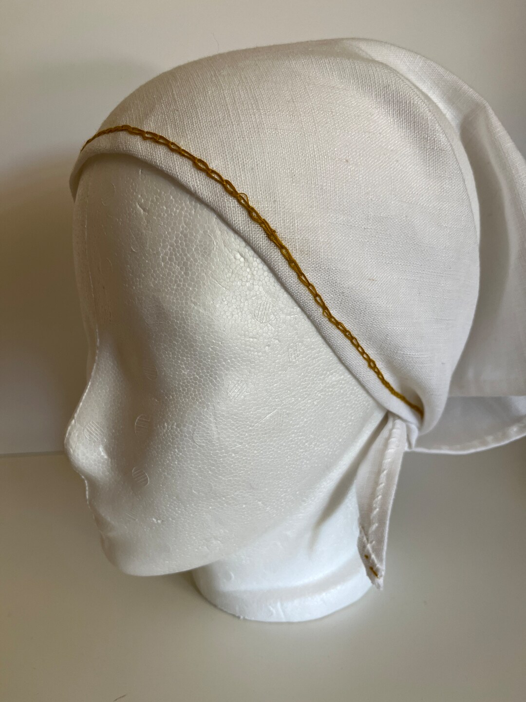 Medieval Headscarf, Hand-sewn With Decorative Stitch, Triangular ...