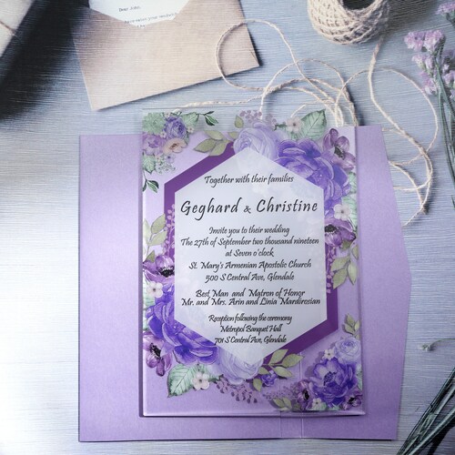 Custom Acrylic Wedding Invitation Acrylic Invites Purple - Etsy