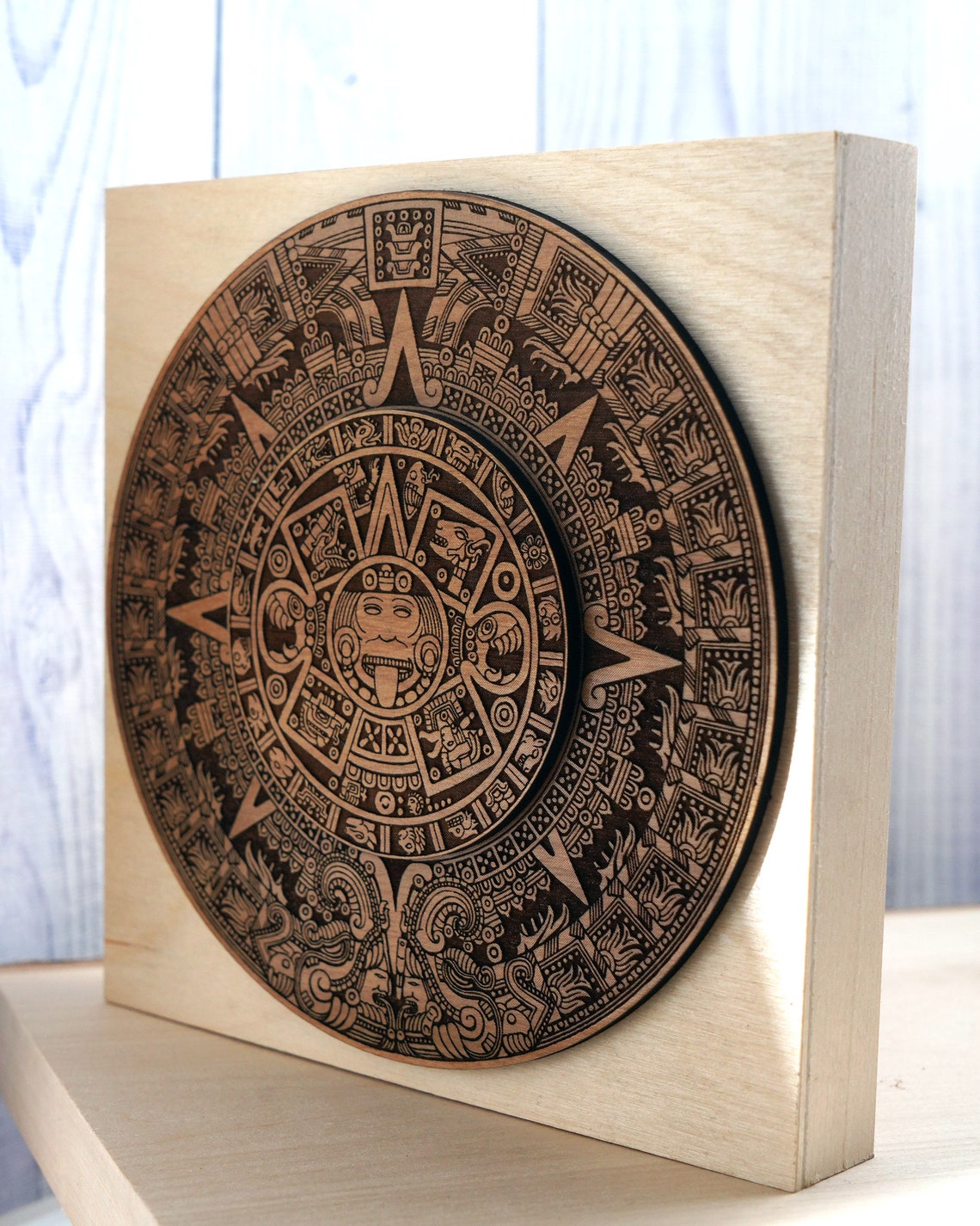 Laser Cut Wood Aztec Calendar: Home or Office Decor - Etsy