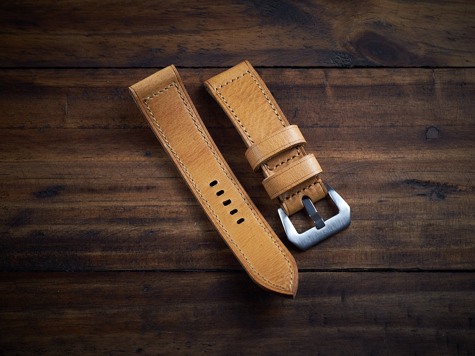 Pam Style Strap 24mm, 26mm, 22mm. Tan Brown Buttero Leather Handmade ...