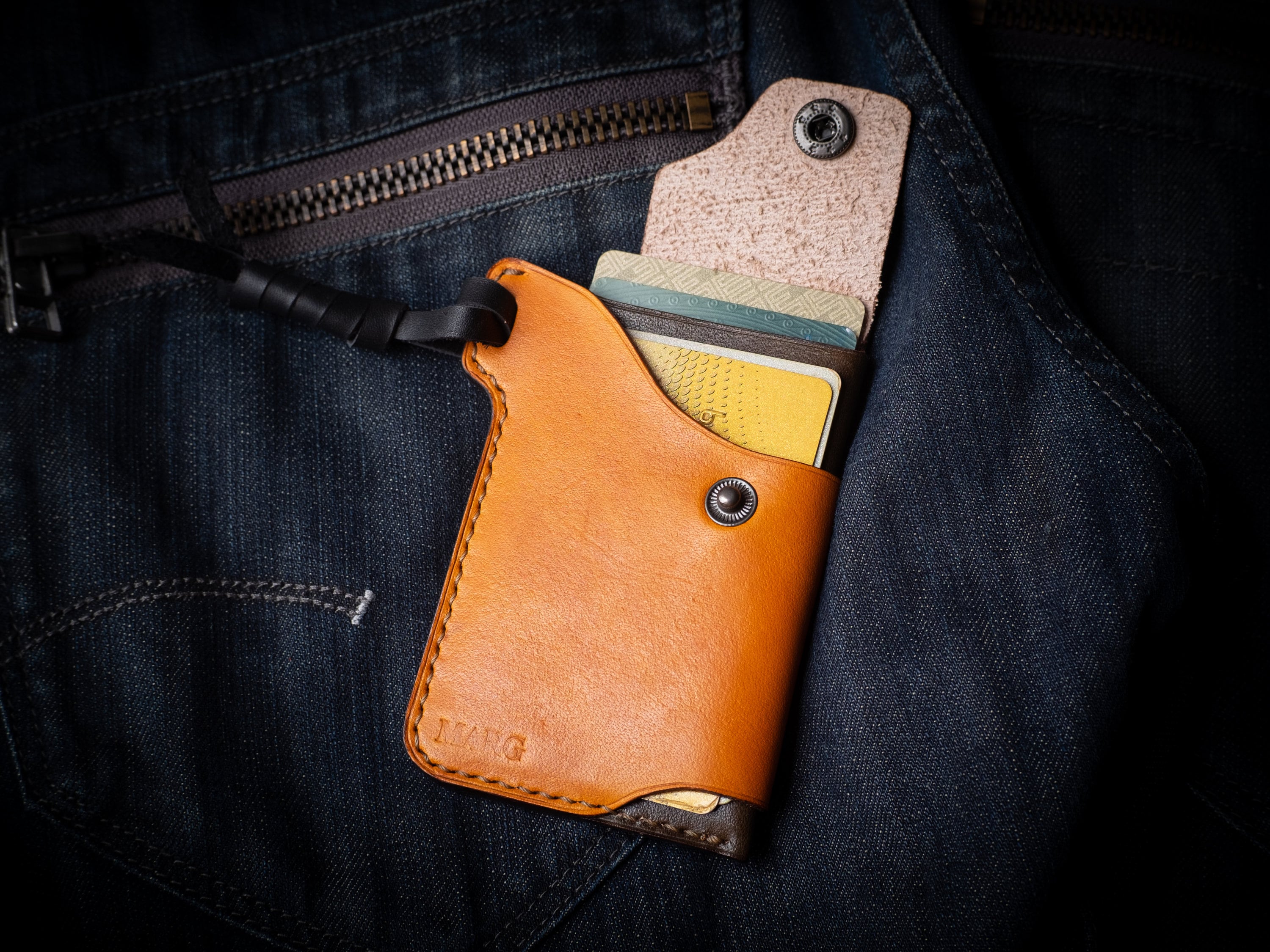 Handmade Leather Edc Wallet With Leather Laynard. Personalized - Etsy