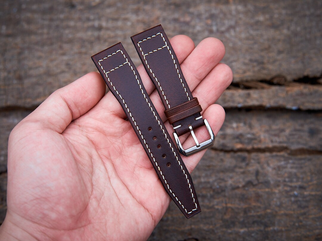 Pilot Watch Strap for Pilot Watch, Aviation Watch. Red Brown Veg Tan ...