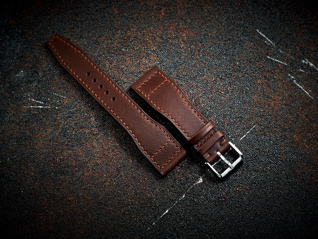 Pilot Watch Strap for IWC, Aviation Watch. Brown Vachetta Leather Band ...