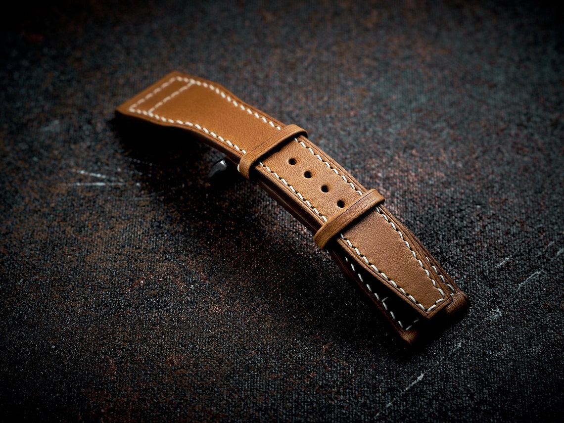 Pilot Watch Strap for IWC, Aviation Watch. Tan Brown Vachetta Leather ...