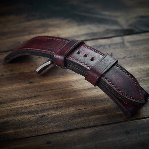 Pam Style Strap 24mm, 26mm, 22mm. Hand Dye Red and Black Veg Tan ...