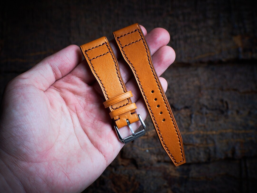Pilot Watch Strap for IWC, Aviation Watch. Albicocca Yellow Veg Tan ...