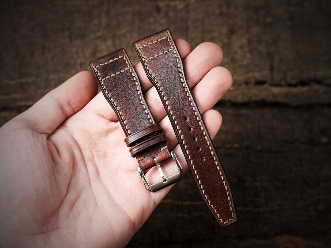 Pilot Watch Strap for IWC, Aviation Watch. Tan Brown Veg Tan Leather ...