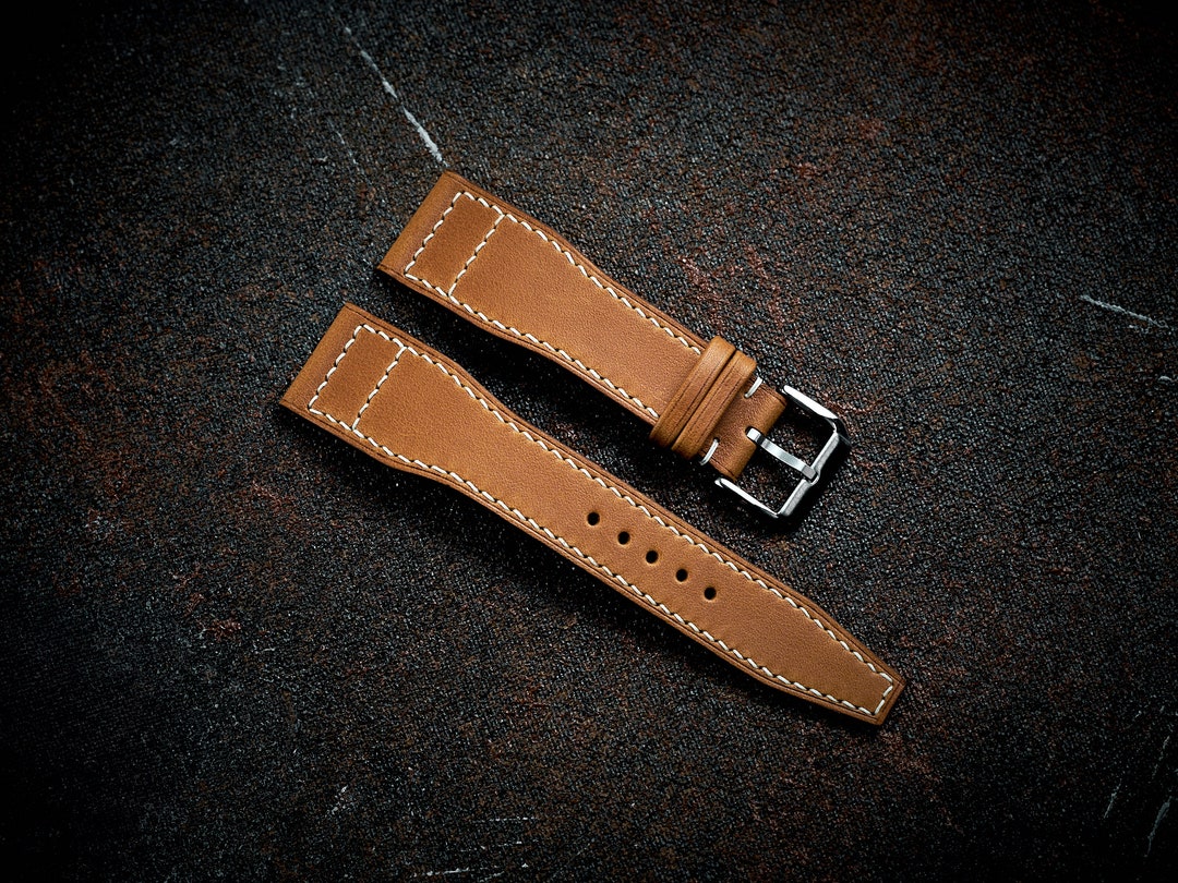 Pilot Watch Strap for IWC, Aviation Watch. Tan Brown Vachetta Leather ...