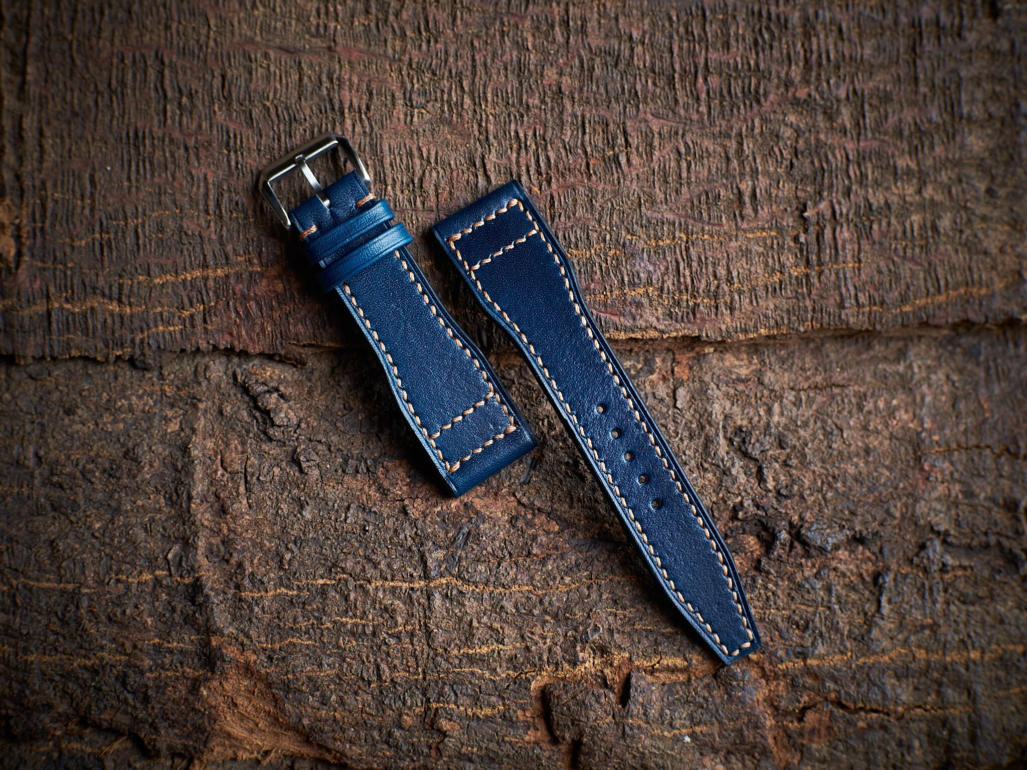 Pilot Watch Strap for IWC Aviation Watch. Dark Blue Veg Tan - Etsy