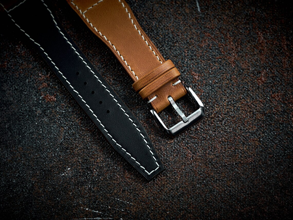 Pilot Watch Strap for IWC, Aviation Watch. Tan Brown Vachetta Leather ...
