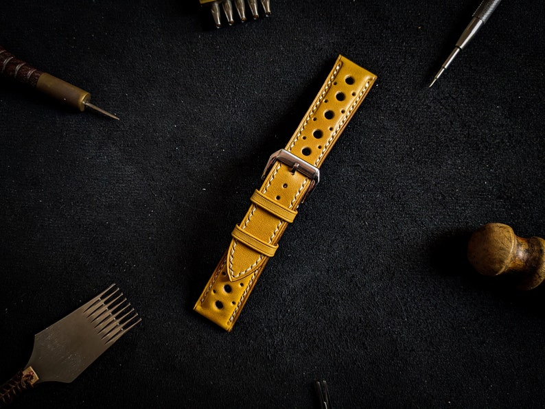 Yellow Rally Watch Strap 20mm 22mm 24mm 18mm. Handmade - Etsy