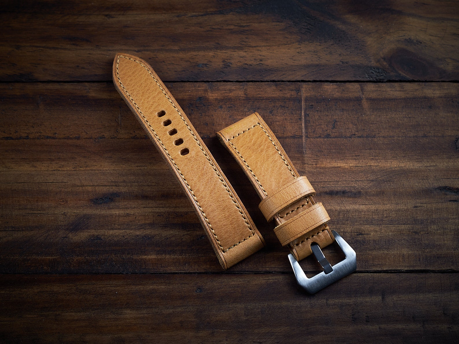 Pam Style Strap 24mm, 26mm, 22mm. Tan Brown Buttero Leather Handmade ...