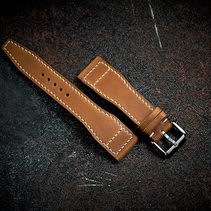 Pilot Watch Strap for IWC, Aviation Watch. Tan Brown Vachetta Leather ...