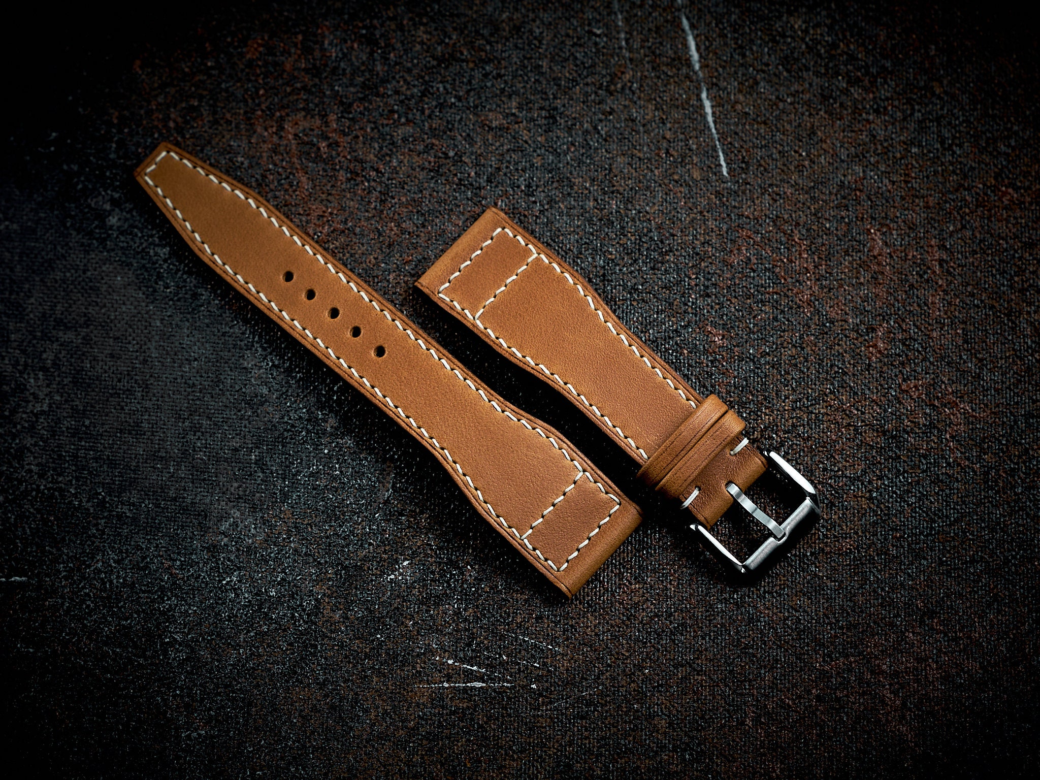 Pilot Watch Strap for IWC, Aviation Watch. Tan Brown Vachetta Leather ...