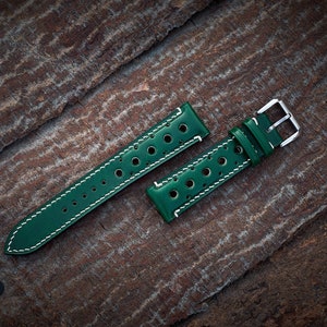 Green Vegetable Tanned Rally Watch Strap 20mm, 22mm, 24mm, 18mm ...