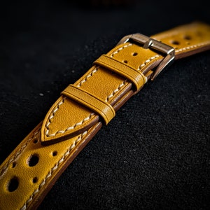 Yellow Rally Watch Strap 20mm, 22mm, 24mm, 18mm. Handmade Leather ...