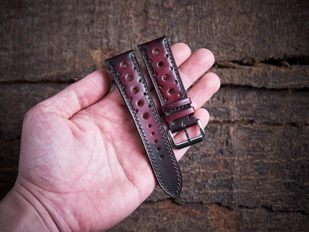 Patina Bordeaux Vegetable Tanned Rally Watch Strap 20mm, 22mm, 24mm ...