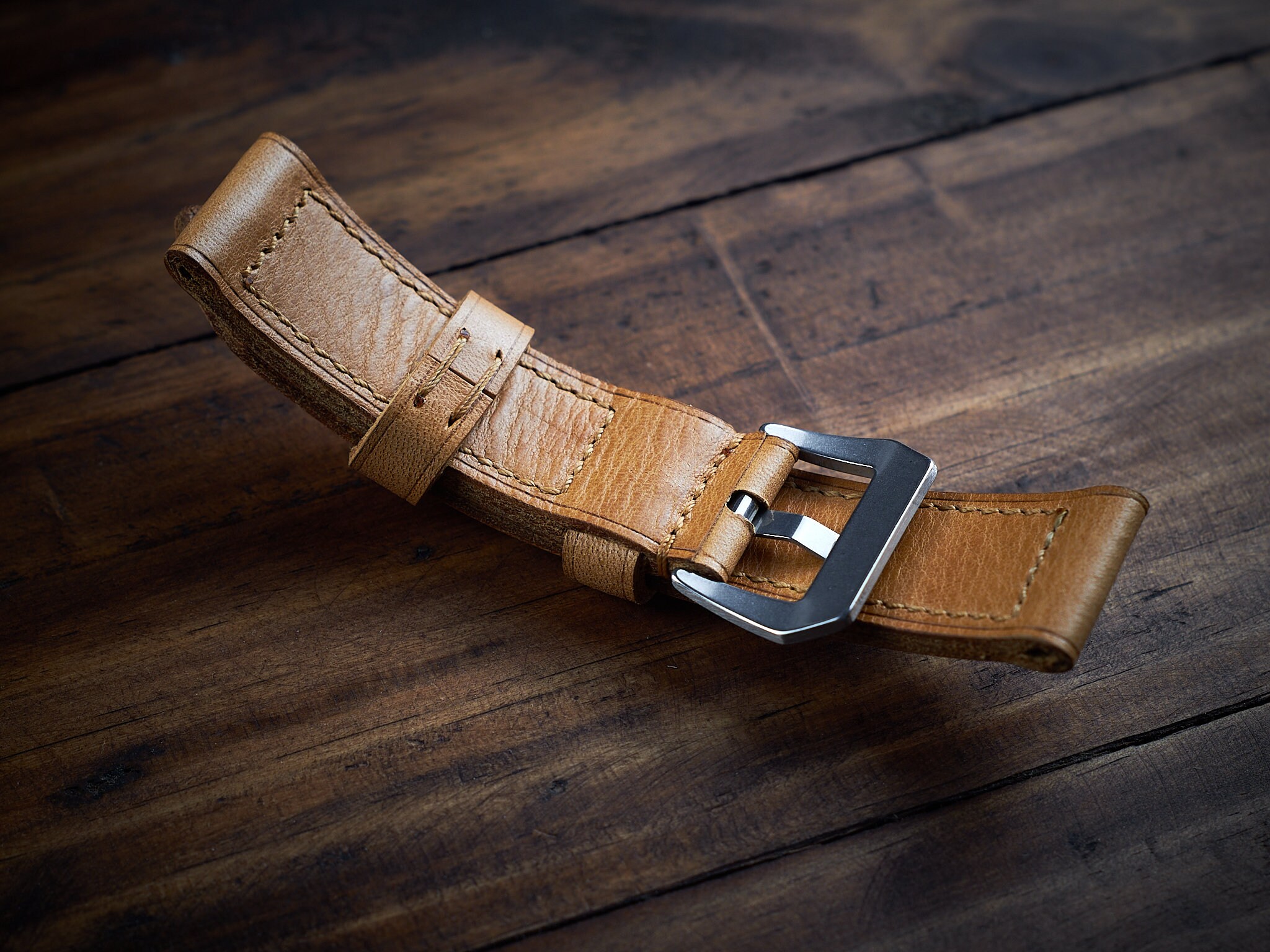 Pam Style Strap 24mm, 26mm, 22mm. Tan Brown Buttero Leather Handmade ...