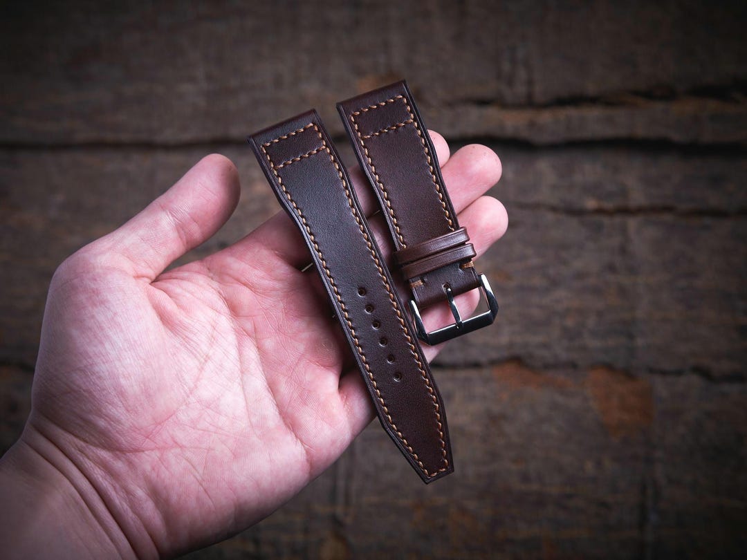 Pilot Watch Strap for IWC, Aviation Watch. Chocolate Brown Veg Tan ...
