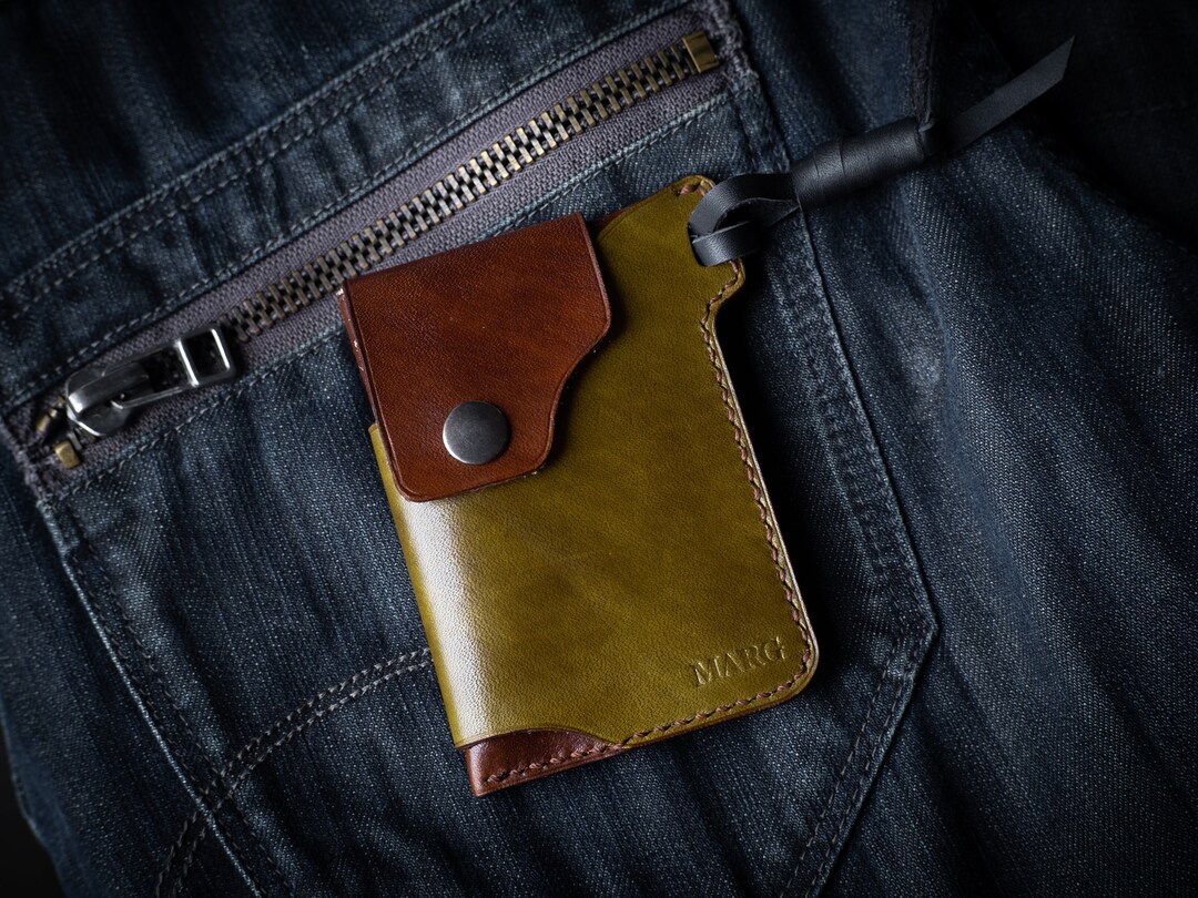 Handmade Leather Edc Wallet With Leather Lanyard. Personalized Veg Tan ...