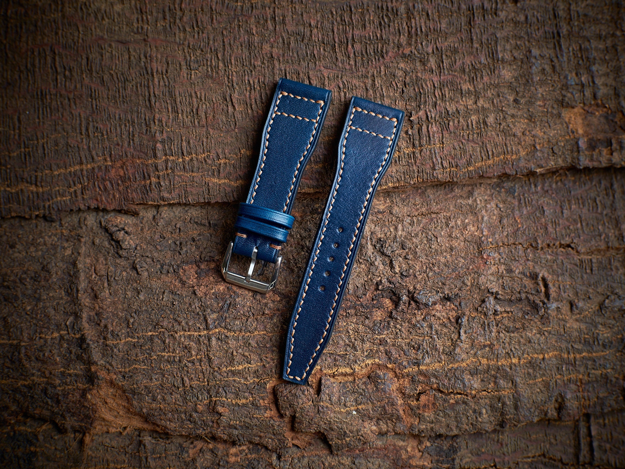 Pilot Watch Strap for IWC Aviation Watch. Dark Blue Veg Tan - Etsy