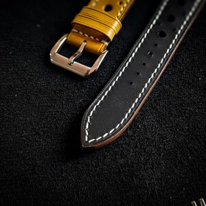 Yellow Rally Watch Strap 20mm, 22mm, 24mm, 18mm. Handmade Leather ...