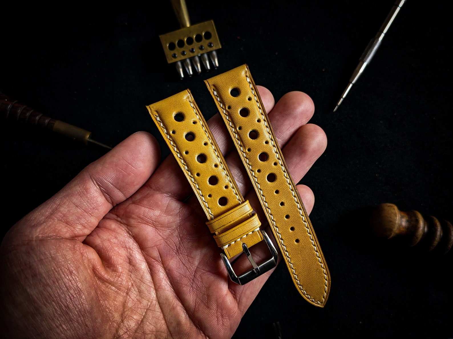 Yellow Rally Watch Strap 20mm 22mm 24mm 18mm. Handmade - Etsy