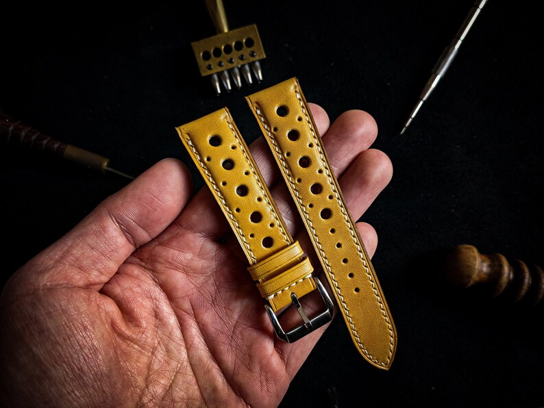 Yellow Rally Watch Strap 20mm 22mm 24mm 18mm. Handmade - Etsy