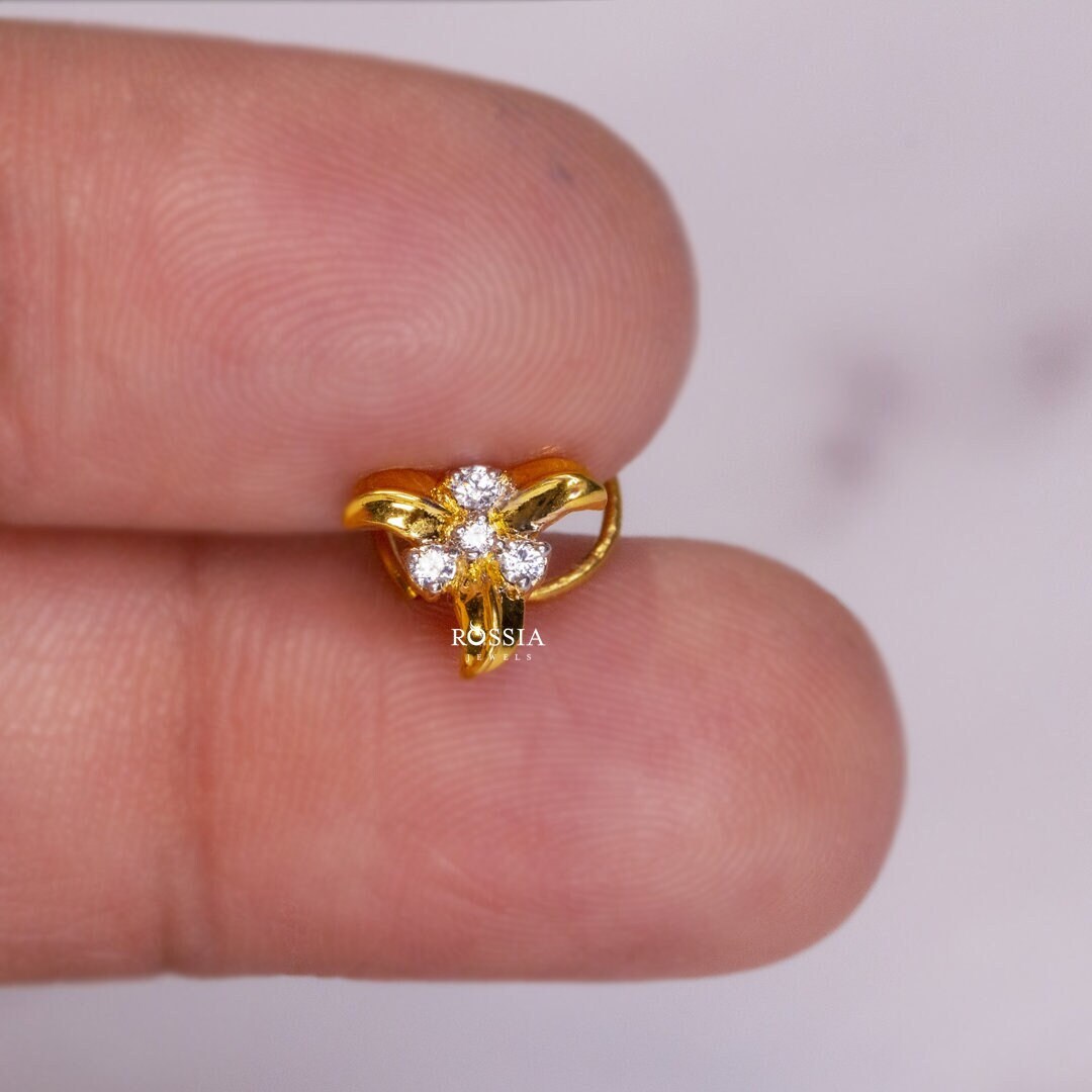 Diamond Nose Stud, Gold Nose Pin, 14K, 18k Carat, Natural Diamond Nose ...