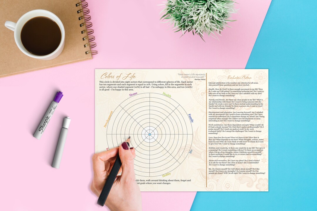 Life Balance Wheel, PDF Printable Personal Blank, Life Balance Template ...