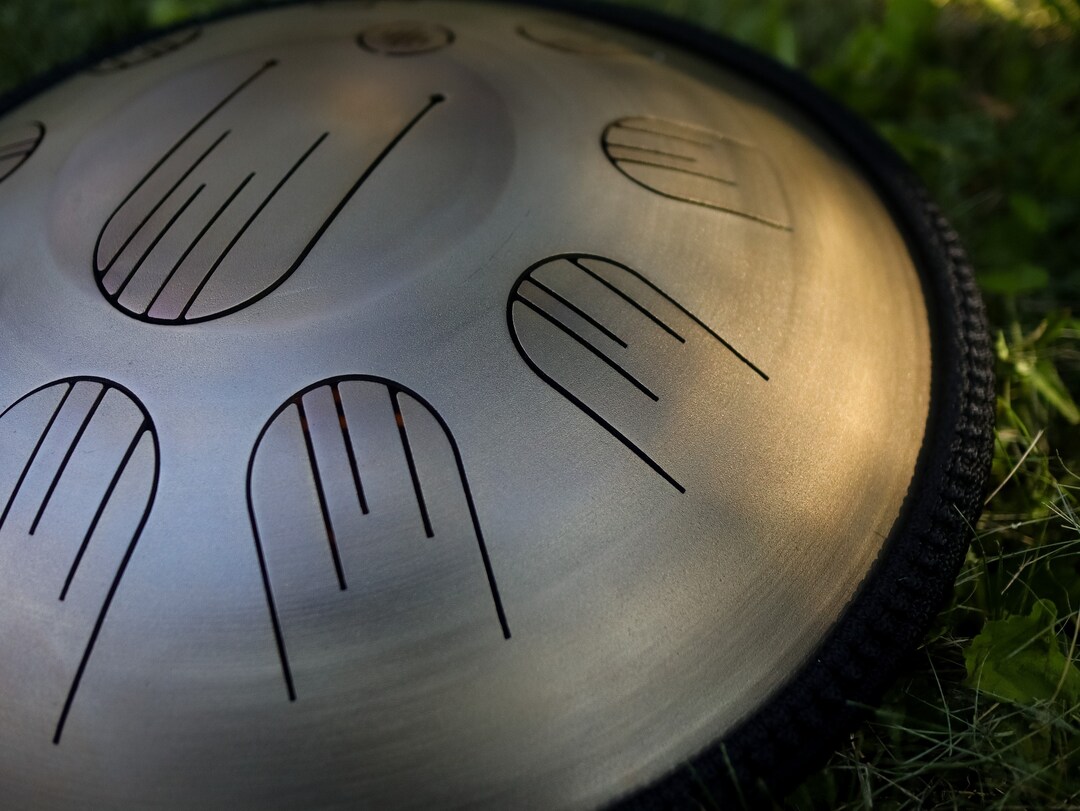 Steel Tongue Drum 10 Notes 38cm 15inch | Handpan | Golden Stainless ...