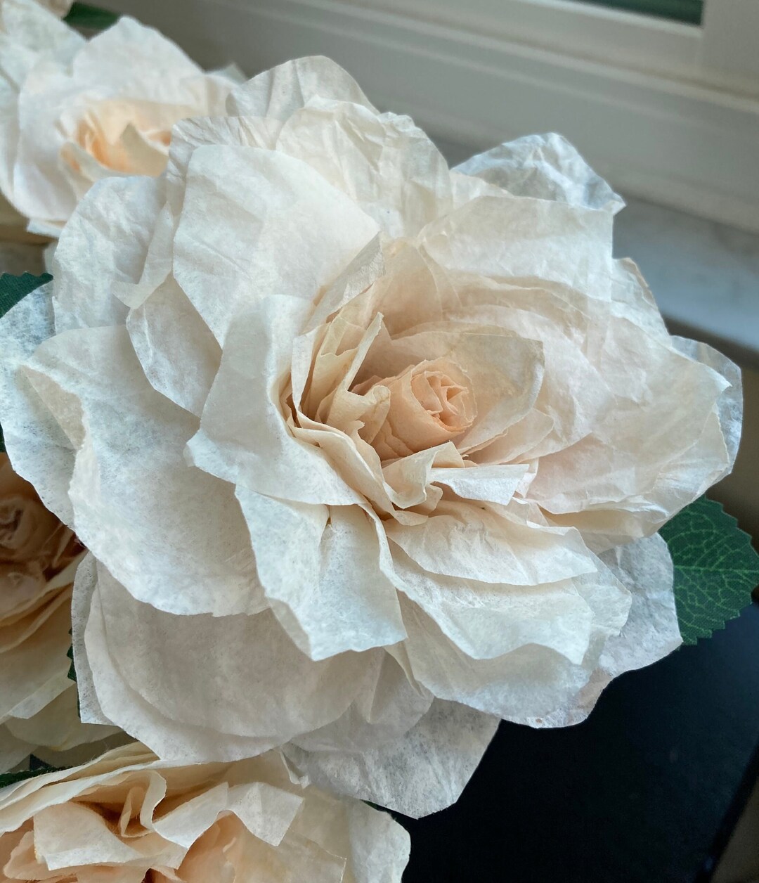 Antique White Rose Handmade Paper Rose Qty 2 - Etsy