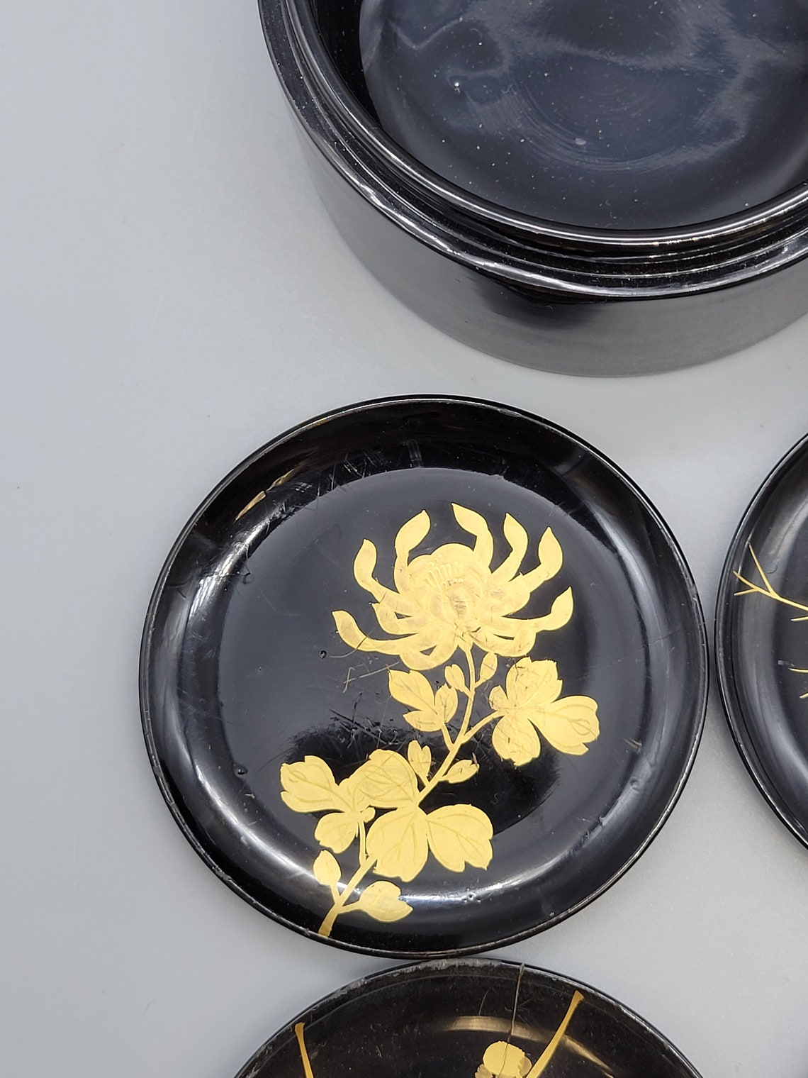 Japanese Lacquer Wood Box With 4 Tea Plate Set Marked - Etsy