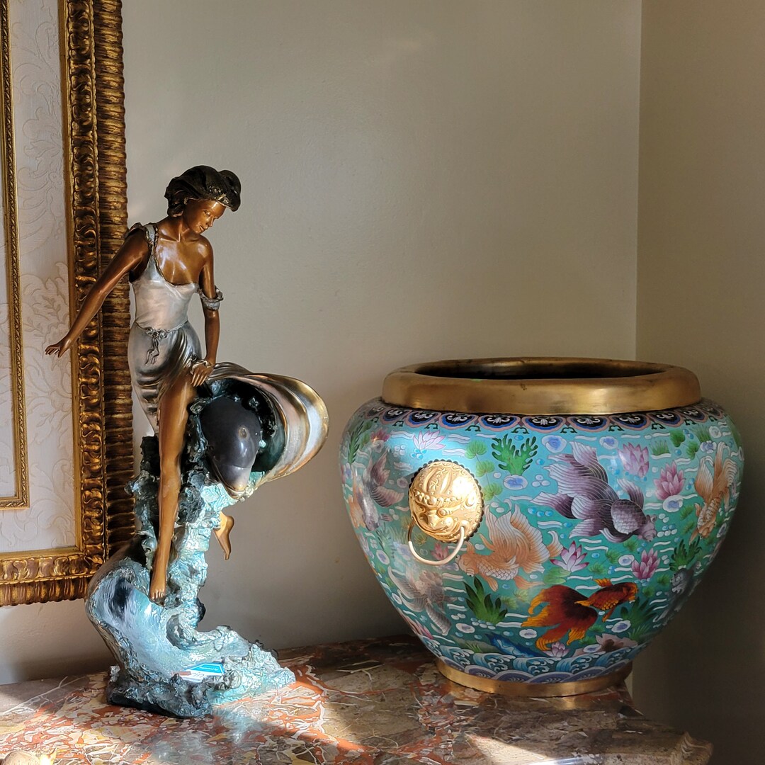 21 Chinese Cloisonne Cachepot With Fish and More Fish - Etsy