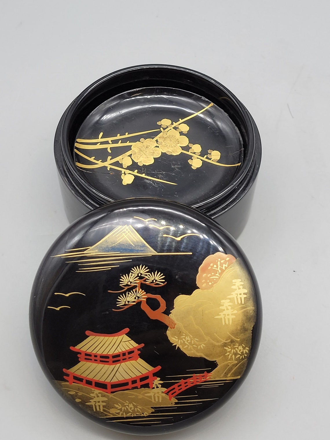 Japanese Lacquer Wood Box With 4 Tea Plate Set Marked - Etsy