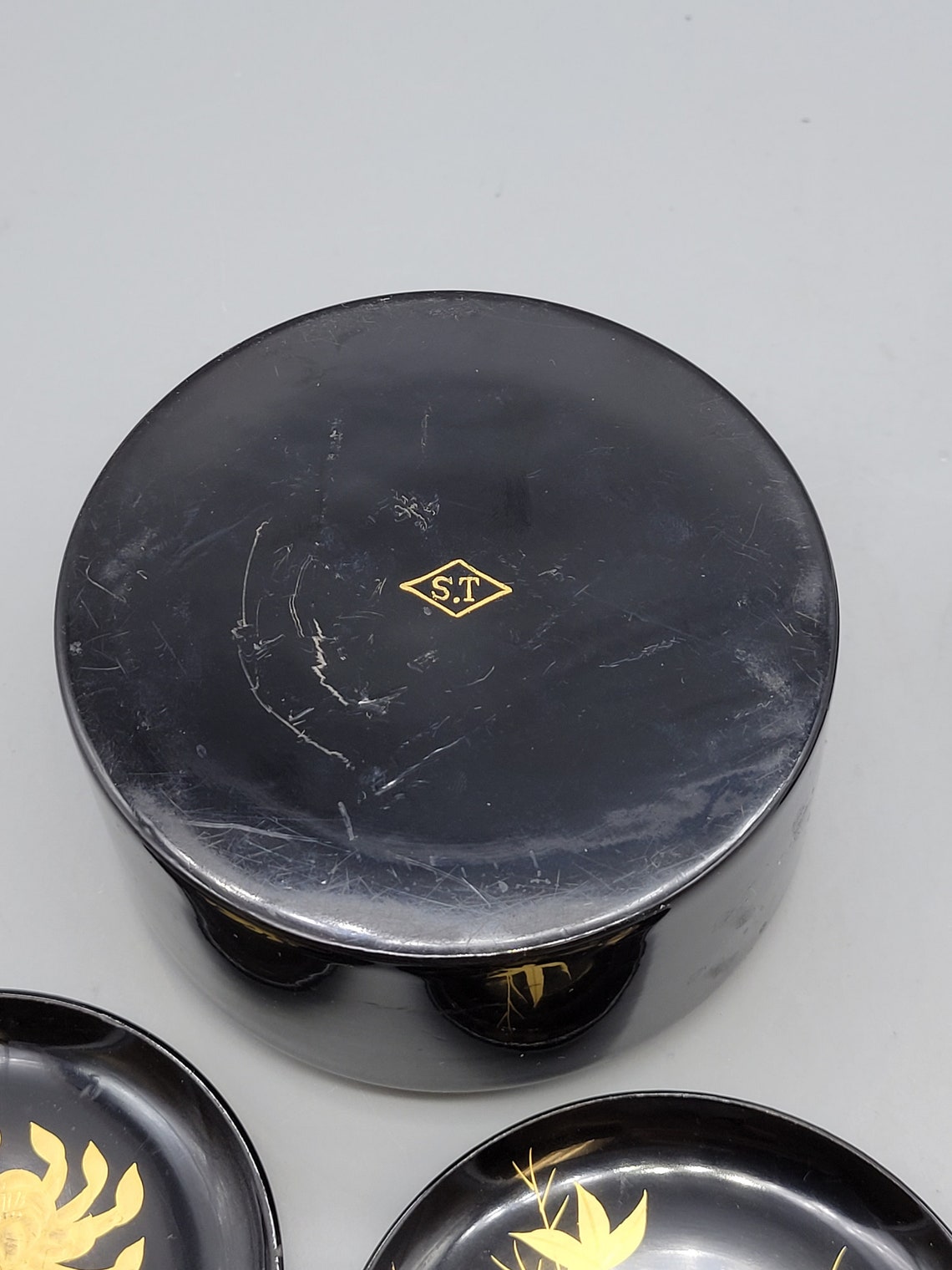 Japanese Lacquer Wood Box With 4 Tea Plate Set Marked - Etsy