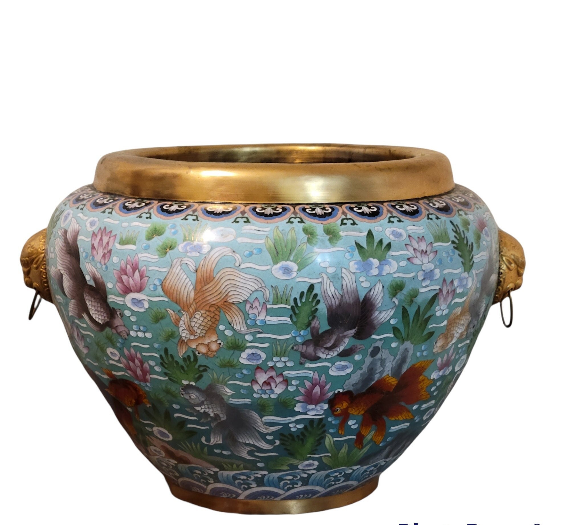 21 Chinese Cloisonne Cachepot With Fish and More Fish - Etsy