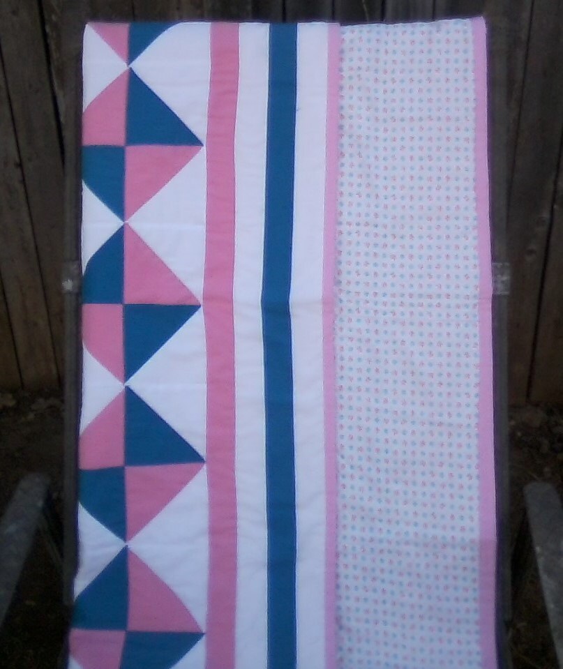 Pink & Blue Diamond Pattern Quilt//baby Shower Gift//bright - Etsy