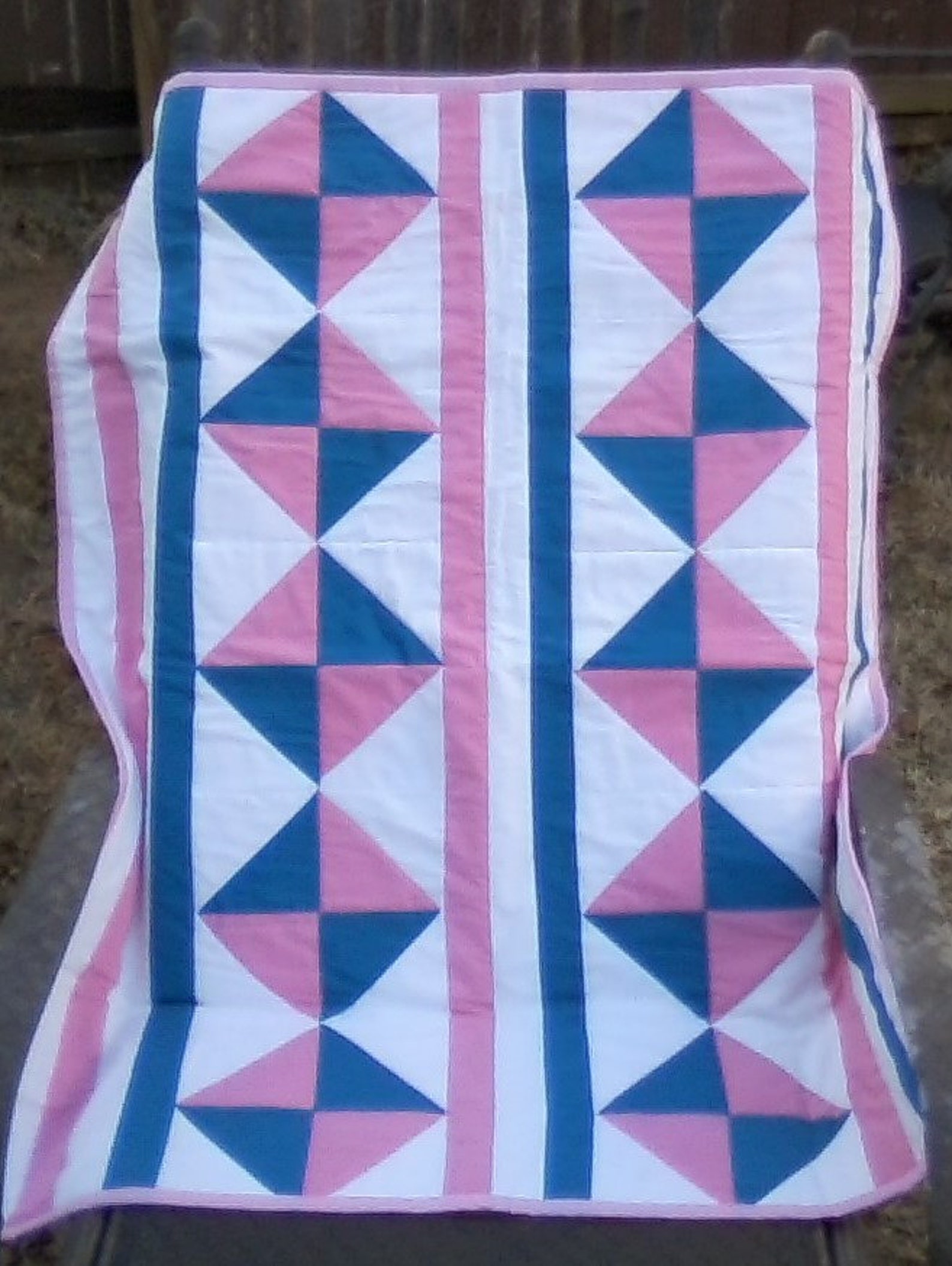 Pink & Blue Diamond Pattern Quilt//baby Shower Gift//bright - Etsy