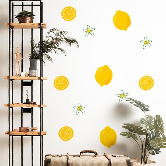Home & Living Lemon Wall Decals Citrus Sticker Modern Decals Flower ...