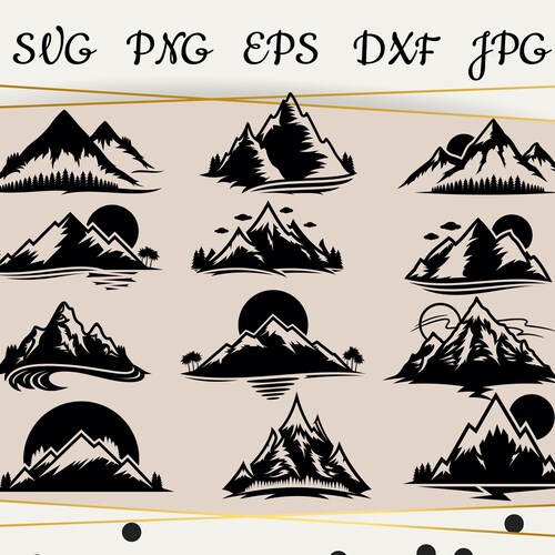 Mountains View Set SVG Picturestic Landscapes Eps PNG Dxf | Etsy