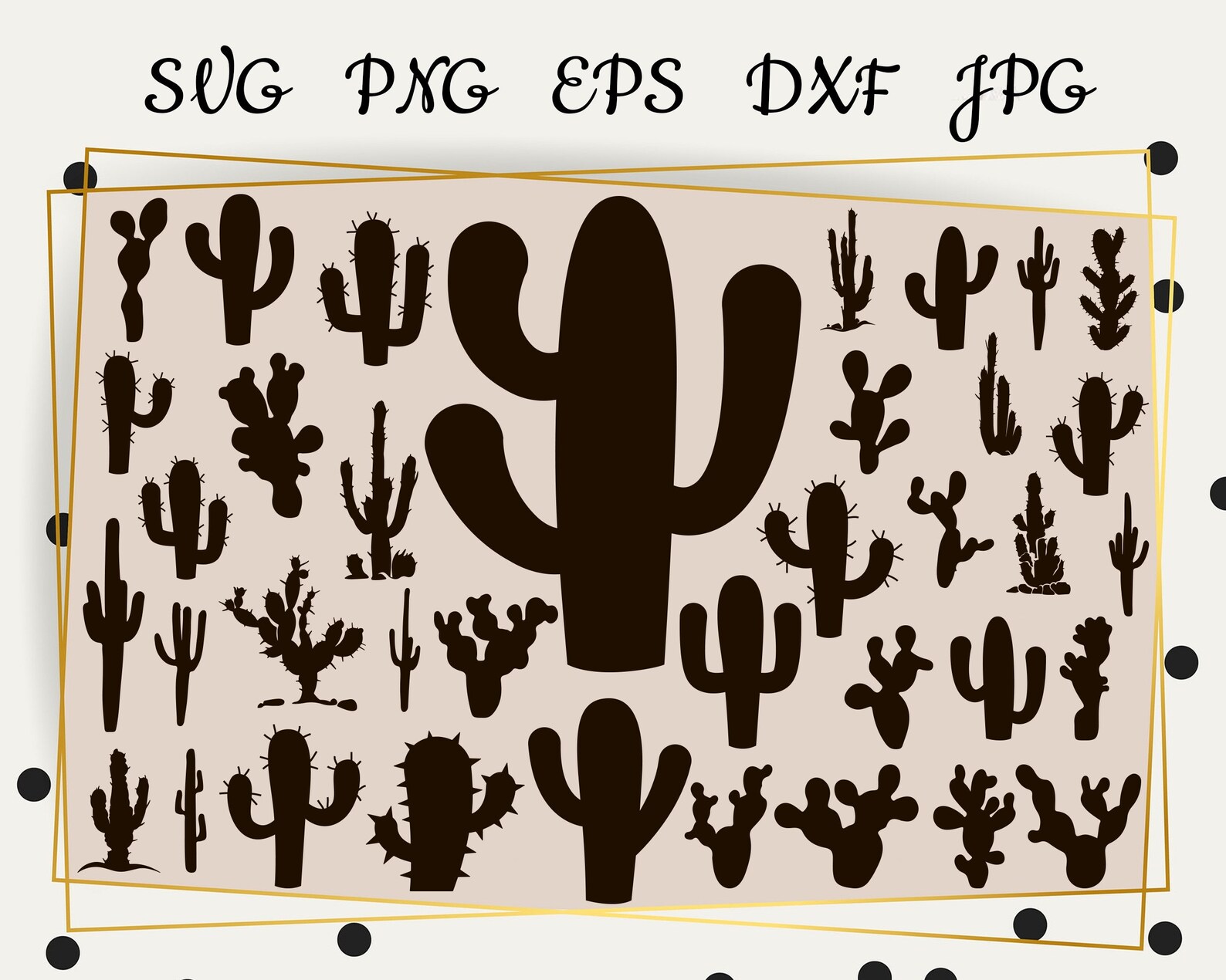 Cactus Set SVG Cactuses Images Eps PNG Dxf Download Files All - Etsy