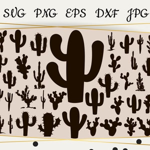 Cactus Set SVG Cactuses Images Eps PNG Dxf Download Files All - Etsy