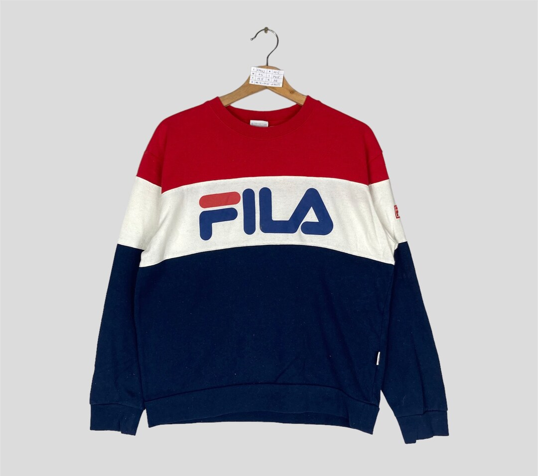 Vintage FILA Big Stiped Border Crewneck Sweatshirt Big Logo Fila Sport ...