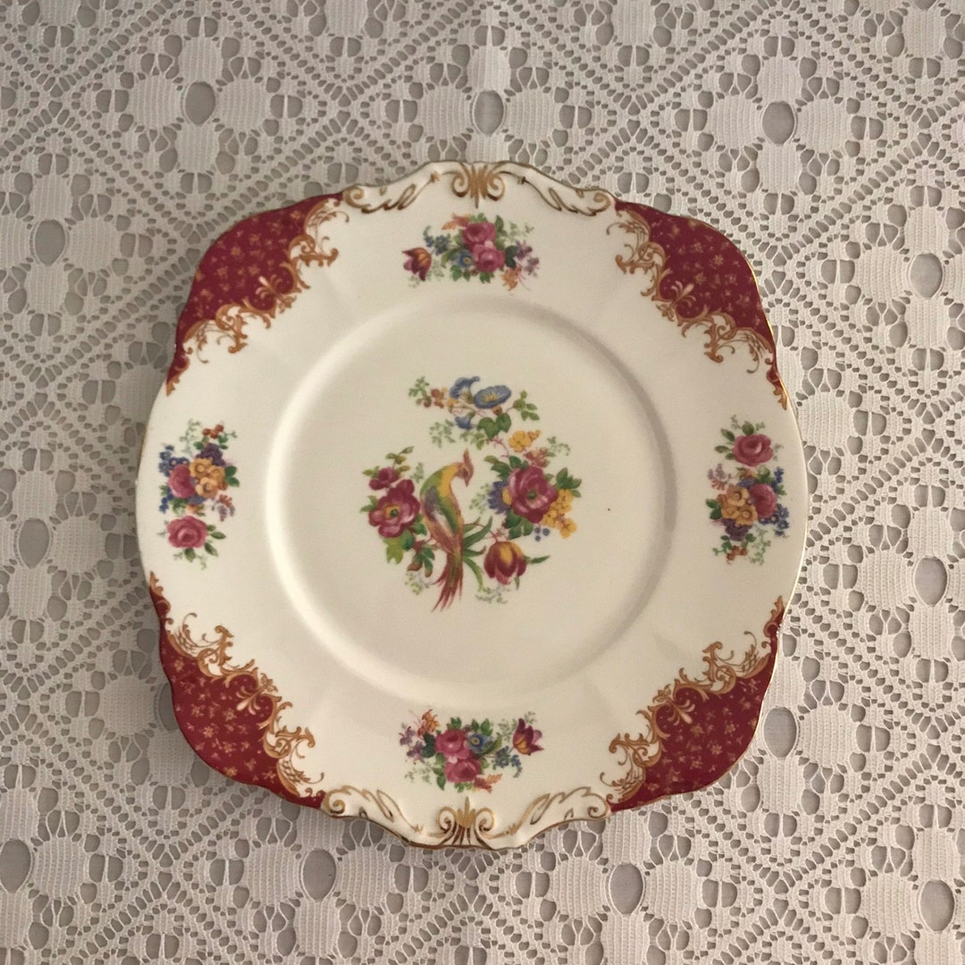 Vintage Paragon Red Rockingham Cake Plate / Paragon Red Rockingham ...