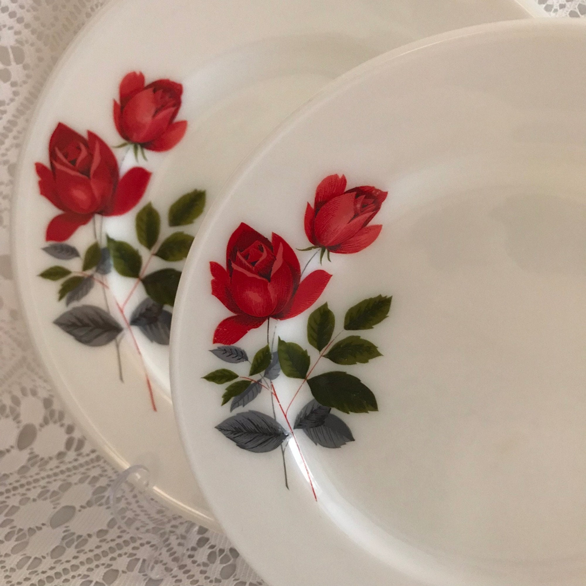 Vintage JAJ Pyrex June Rose Plates / Vintage Pyrex June Rose Dinner ...