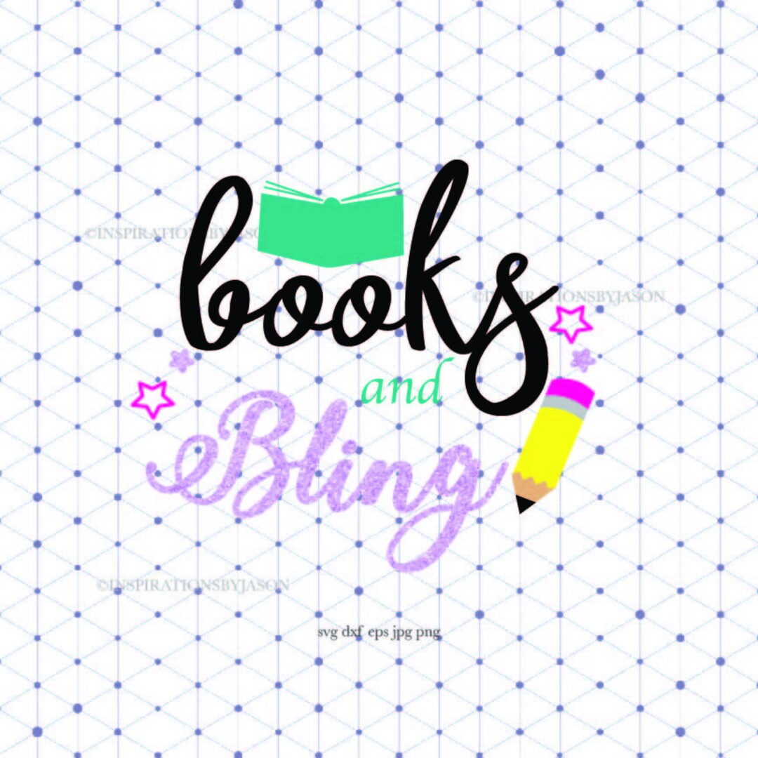 Books and Bling Svg, Purple Glitter Svg, Back to School Svg, First Day ...