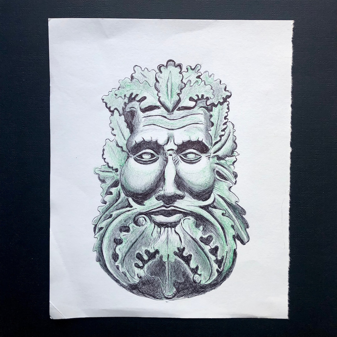 Green Man Drawing - Etsy
