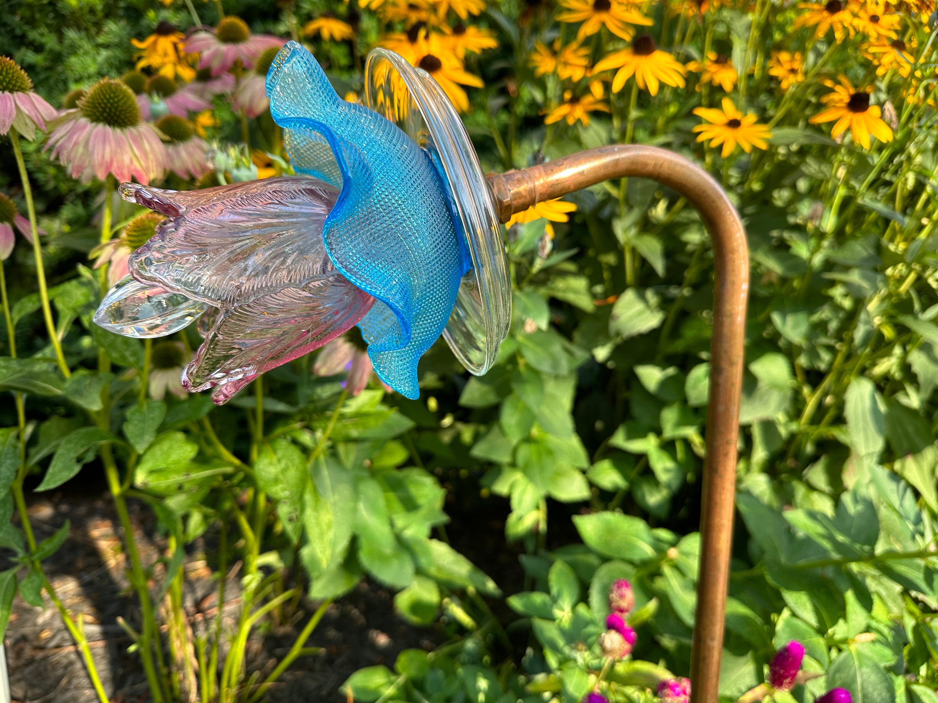 Nodding Flower Garden Dish Flower Garden Art Yard Art - Etsy