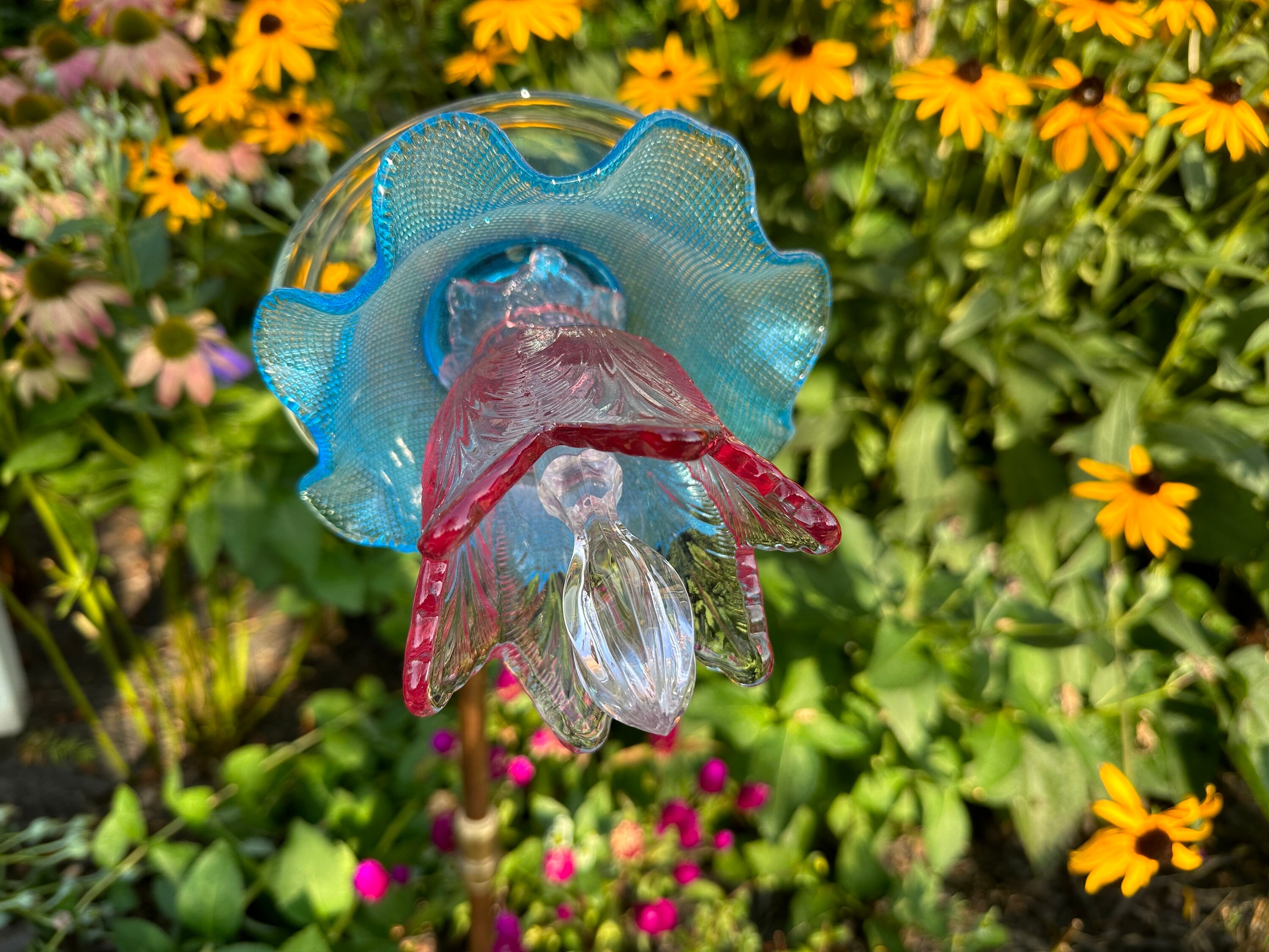 Nodding Flower Garden Dish Flower Garden Art Yard Art - Etsy